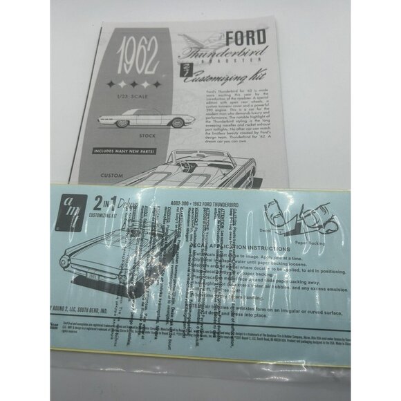 Amt | Toys | New Amt 962 Ford Thunderbird Roadster Model Decal Sheet ...